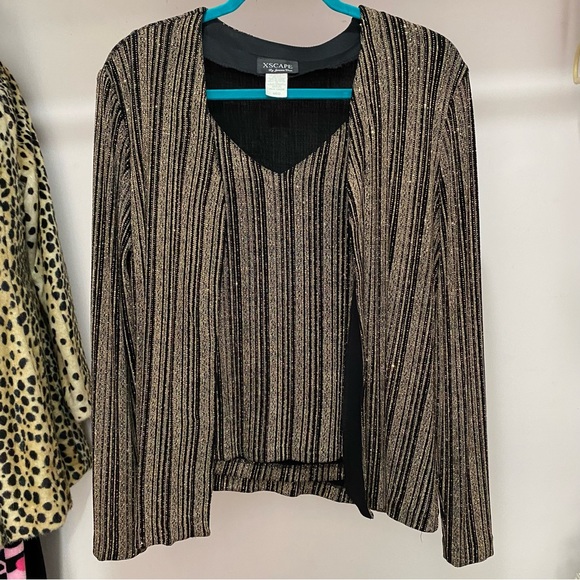 Xscape | Tops | Womens Medium Xscape Black Gold Tank Blazer | Poshmark